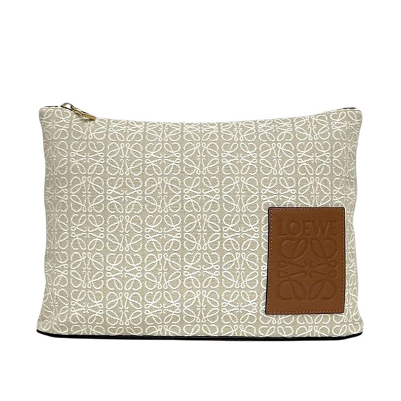 Loewe | Bags | Loewe Clutch Bag Oblong Pouch Natural Beige Brown | Poshmark